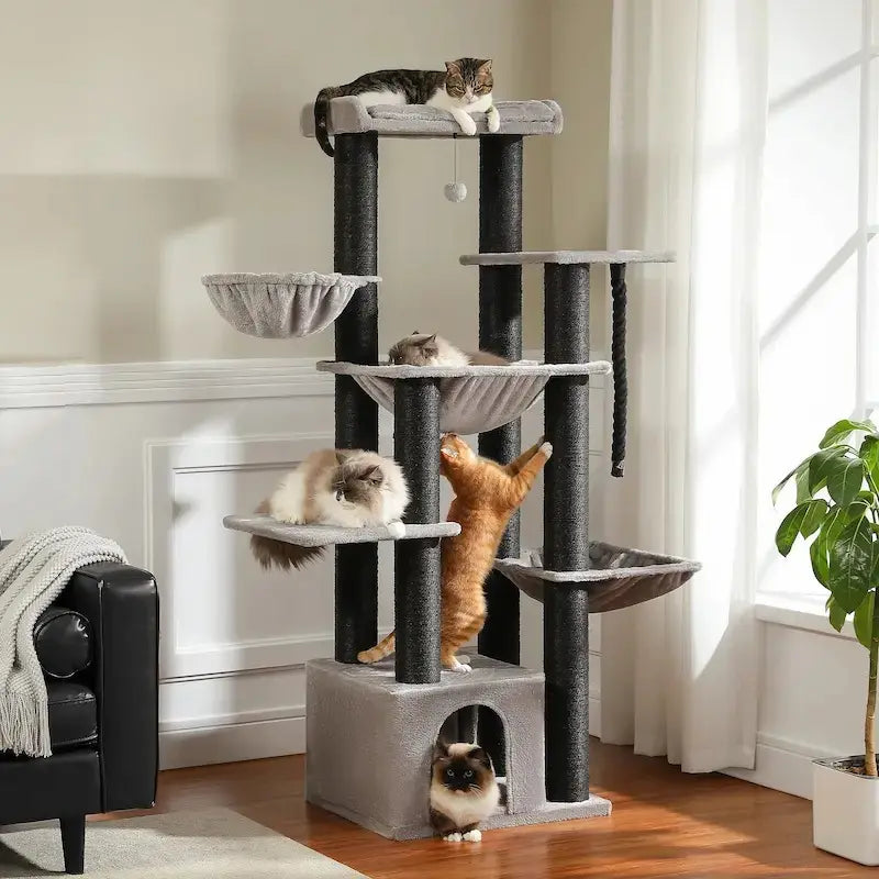 Arbre à chat multi plateforme - 7 niveaux robustes | CatTower+ – Meowden®